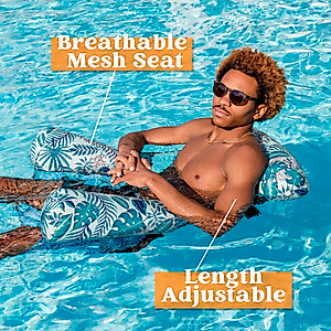 Sloosh Pool Floats Chairs Adult, Inflatable Pool Lounge Chairs,Plant Pattern Floating Pool Hammock Chair for Adults,Blow up Pool Noodles Floats for Pool Party Summer Water Fun(Tropical Leaves)