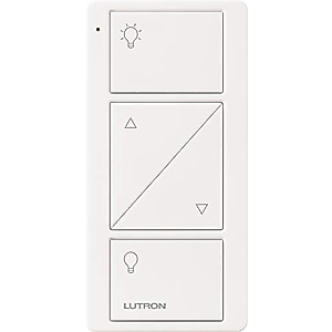 Lutron Pico Smart Remote Control for Caséta Smart Dimmer Switch, 2-Button with Raise/Lower, PJ2-2BRL-GWH-L01, White