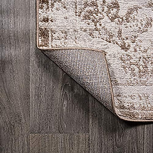 JONATHAN Y MDP400B-8 Alhambra Ornate Medallion Modern Indoor Area-Rug Vintage Bohemian Easy-Cleaning Bedroom Kitchen Living Room Non Shedding, 8 ft x 10 ft, Brown/Cream