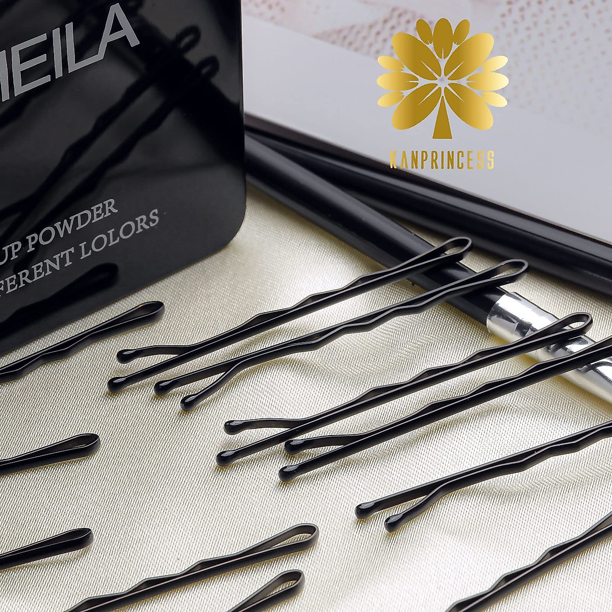 KANPRINCESS 100PCS 2Inches Hair Pins Kit Secure Hold Bobby Pins Clips for Women Girls and Hairdressing Salon With Clear Storage Box(Black)