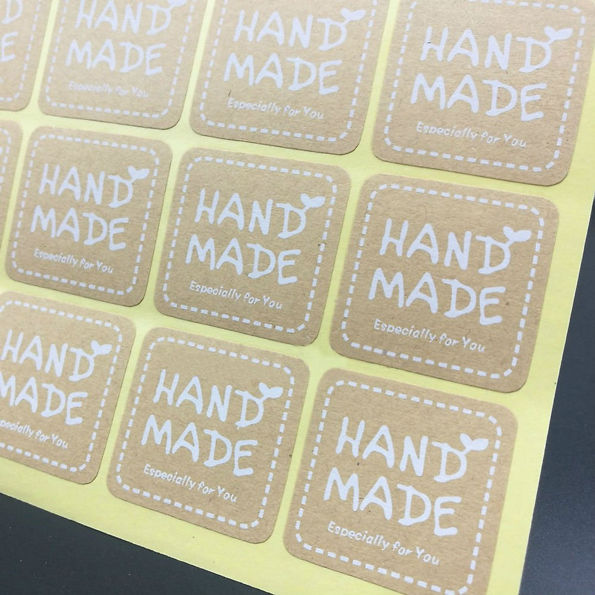 AKOAK 20 Sheets 240 Pcs/Lot Square White Hand Made Stickers Kraft Paper Sticker Labels DIY Handmade Envelopes Stickers and Gift Packaging Bake Decoration Seal Stickers