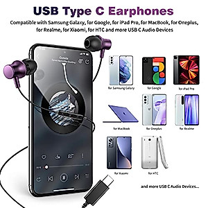 USB C Headphone, COOYA USB Type C Earphones Wired Earbuds for Pixel 7 6a 6 Pro Magnetic Noise Canceling in-Ear Headset with Mic for iPad Pro Samsung Galaxy S23 S22 Ultra S21 S20 Z Flip 4 A53 Oneplus 9