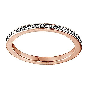 0.16 Cttw Round Cut White Natural Diamond Engagement Wedding Ring 14K Rose Gold,Ring size-5