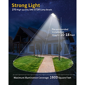 EOSRUJU Solar Street Lights Outdoor Waterproof, 30000LM 6500K Solar Parking Lot Lights, Dusk to Dawn Solar Lights with Motion Sensor & Remote, Wide Angle Solar Lights for Parking Lot, Yard, Patio