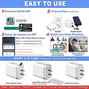 LUOHE Spy Camera Hidden Camera, 1080P Wireless Hidden WiFi Camera with Remote View, USB Charger Camera, Hidden Spy Camera with Motion Detection Nanny Cam for Home Office Hotel, Easy to Use