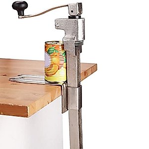 Erinaik Commercial Can Opener Heavy Duty for #10 Cans, 24.2” Manual Table Mounted Can Opener with Plated Steel Base for Large Cans up to 18” Tall, for Restaurant Hotel Bar Compatible with Edlund #1