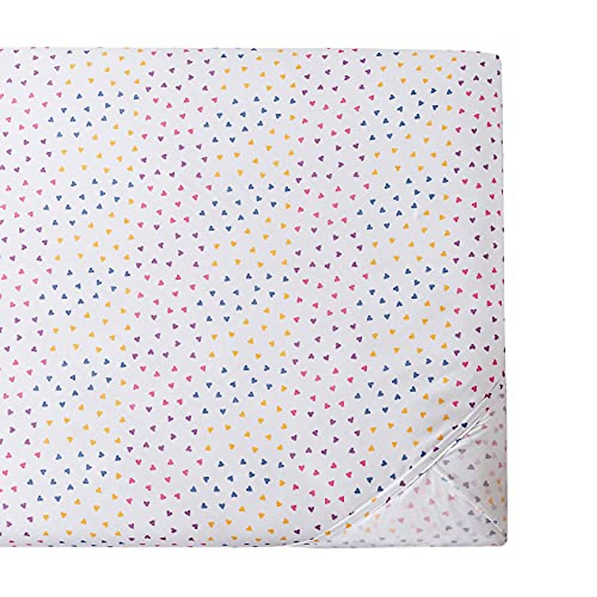 Hearts & Rainbow Crib Bedding Set - 3-Piece, Includes Quilt, Fitted Crib Sheet, and Changing Pad Cover - Rainbow Baby Crib Bedding, Farmhouse Nursery Décor, Baby Room Decorative Set for Girls