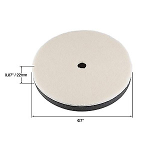 uxcell 7" Wool Felt Sponge Polishing Pad Hook and Loop Buffing Wheel with Hole Fine Polishing for Orbital Polisher Buffer