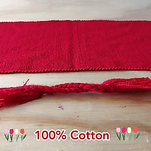 Waist Belt by Jacq & Jürgen - Red - Embroidery Design - Traditional Belt 31In and 22In Strings Flat