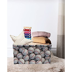 ARTtikke Storage Bins Clothes Organizer Sports Basketball Texture Storage Cubes Bin with Handles,Foldable Storage Boxes for Closet,Storage Basket for Organizing Shelves