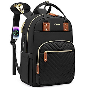 LOVEVOOK Laptop Backpack for Women Men, 15.6 Inch Computer Backpack Purse with USB Port, Fashion Anti-Theft Travel Backpacks, Waterproof Casual Daypack for Work Bag Back Pack, Black