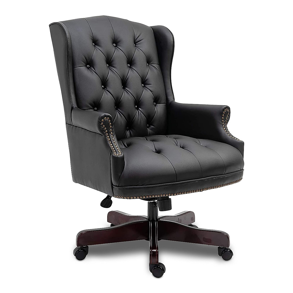 Halter Executive Office Swivel Chair Height Adjustable Reclining Ergonomic Cushioned Seat and Backrest, Head and Arm Support, Caster Wheels, PU Leather, 1 Pack Olive Green