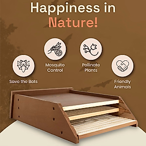 BIGBATBOX - Bat House for Outdoors - Clean Your Backyard from Mosquitoes - Wooden Bat House Kit - with Our Proven Bat Box Design, You are Almost Guaranteed to Attract Bats! WildYard