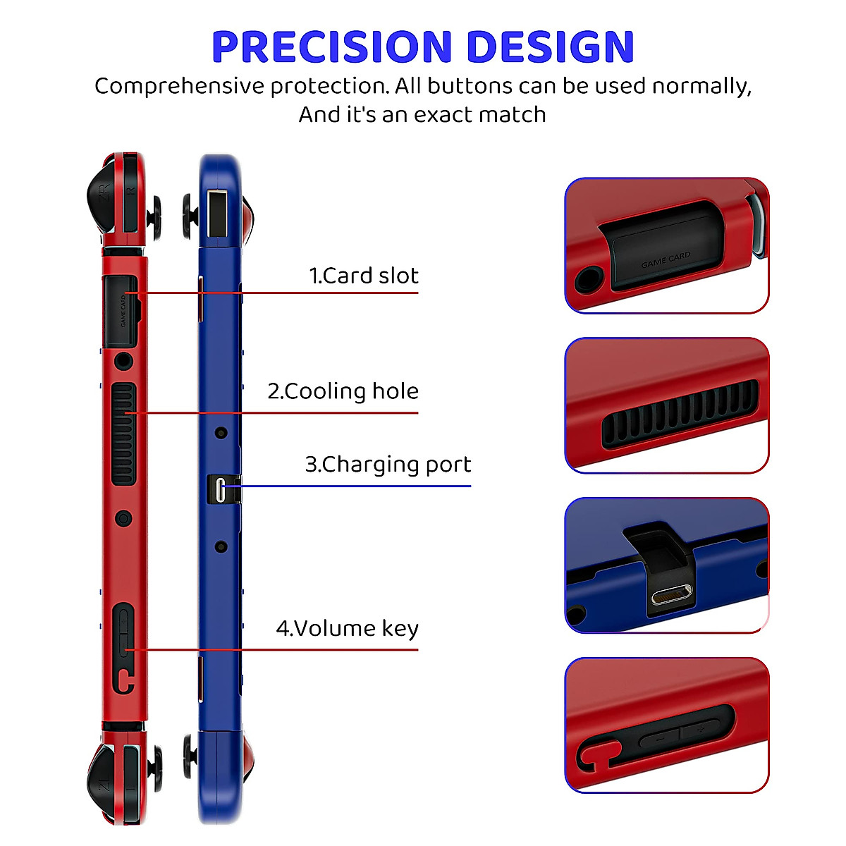 FANPL for Nintendo Switch OLED Case, Dockable Protective Case Cover for Switch OLED and Joy Con Controller (Red & Blue)