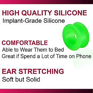 bodyjewellery 15/16 24mm Green Implant grade sili Double Flare Tunnels Ear Gauge Plugs SI01 ABWO Ear Stretching Stretchers Piercing 2Pcs