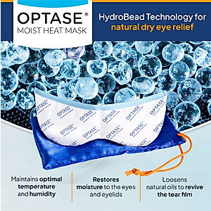 Optase Moist Heat Mask – Heated Eye Mask for Dry Eyes With HydroBead Technology – Washable, Microwaveable Compress – Holds Heat for 10 Minutes