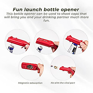 Bottle Opener Cap Gun Bottle Opener Bottle Shooter Launcher, Creative for Home Party Shoots Over 5 Meters by QEZEZA (Grey and Red)