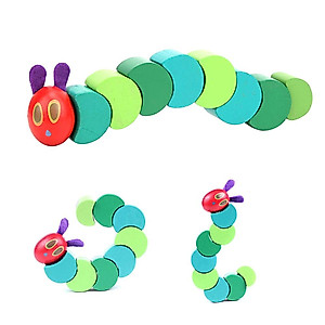 5Packs Kids Wooden Wiggly Caterpillar Worm Toys, Sensory Wood Bead Jointed Worm Toys for Children Baby Boys Girls Unisex