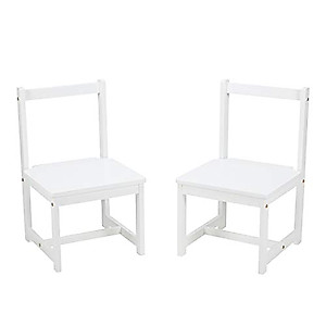 Amazon Basics Solid Wood Kids Activity Chair Set, 23.8-Inch Height - 2-Pack, White