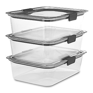 Rubbermaid Brilliance Food Storage Container, Large, 9.6 Cup, Clear, 3 Pack