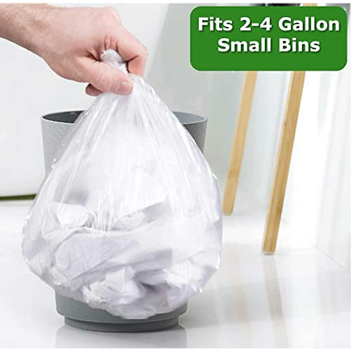 Small Trash Bags 3 Gallon Garbage Bags (440 Count) Bathroom Garbage Bags Clear Plastic Wastebasket Trash Can Liners Fits 2 Gallon 4 Gallon for Home and Office Bins (440 Bags)