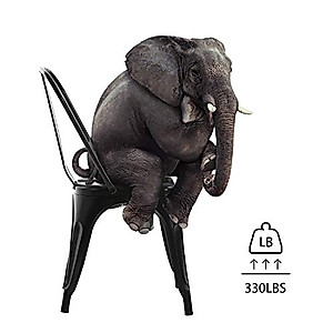 HCB Metal Dining Chairs Set of 4 Indoor Outdoor Patio Chairs Stackable Kitchen Chairs with Back Restaurant Chair 330 LBS Capacity (Black)