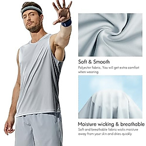 Haimont Mens Sleeveless Workout Shirt Swim Tank Quick Dry Muscle Tee, Light Grey, XL