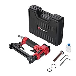 INTERTOOL Pneumatic 21 Gauge 8016 Upholstery Furniture Staple Gun, Air-Powered Fine Wire Woodworking Stapler, Metal Body with Case, 1/2-inch Wide Crown, 5/32-inch up to 5/8-inch Staples PT08-1610