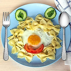 12-Piece Toddler Kids Silverware Set, HaWare Stainless Steel Hammered Flatware Cutlery, Children Tableware Includes 4 Spoons 4 Forks 4 Butter Knives, Ideal for Preschooler, Dishwasher Safe