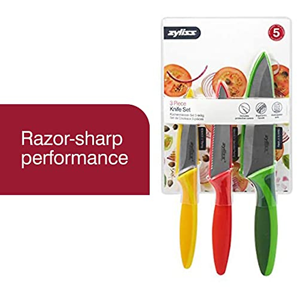 ZYLISS 3 Piece Value Knife Set with Sheath Covers, Stainless Steel