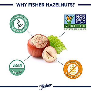 Fisher Chopped Hazelnuts, 4.52 oz (Pack of 1) Raw Shelled Unsalted Nuts for Cooking, Baking, or Snacking, Naturally Gluten Free, Vegan, Keto, Plant Based Protein