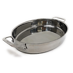 All-Clad Stainless Steel 15" Oval Baker with Pot Holders