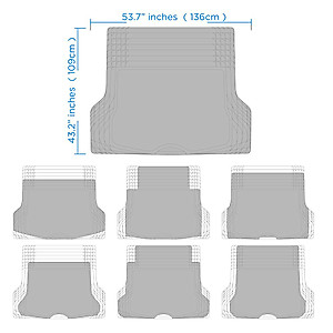 BDK Proliner All Weather Rubber Auto Floor Mats and Trunk Cargo Liner - Front & Rear Heavy Duty Set Fit for Car SUV Van and Truck, Black, 4 Pieces (Trim to Fit)