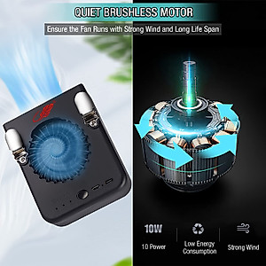 FANCYWING Portable Waist Clip Fan, 8000Mah Personal Battery Operated Waist Belt Fan with Super Strong Airflow, Rechargeable Necklace Fan USB Body Cooler for Hiking, Camping, Fishing, Cycling…