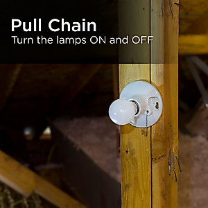 UltraPro Porcelain Light Socket with Outlet and Pull Chain Light Fixture, Light Bulb Socket, Medium Base, Grounded Plug, Indoor Lighting, Mount on 3-1/4€ or 4€ Box, UL Listed, White, 18305,1-Pack