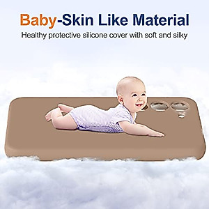 TISOOG Compatible with Galaxy S23 Case 6.1 inch-Silicone Full Cover Shockproof Protective Case with Soft Microfiber Lining Support Wireless Charging Phone Case for S23,Light Brown