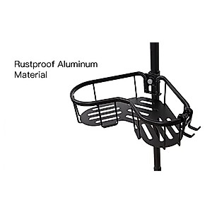 Utopia Alley Flat Shelf Tension Rod Shower Organizer - Rustproof Corner Shower Caddy with 4 Adjustable Shelves - Stand Up Shower Corner Shelf, Bathtub Corner Rack - Matte Black Finish