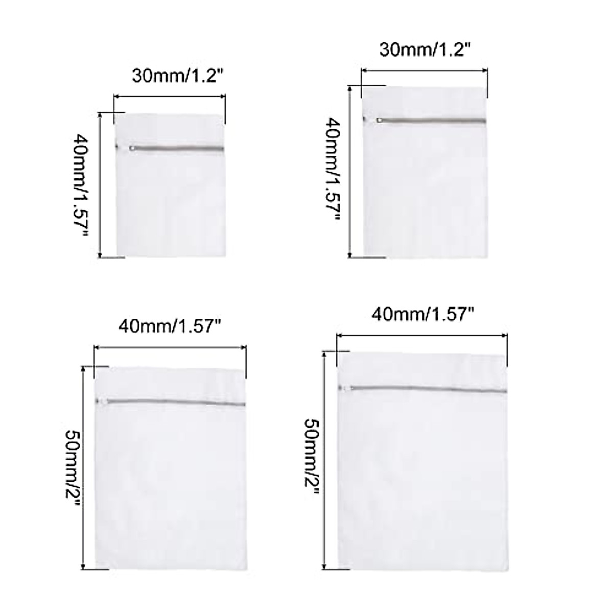 PATIKIL Universal Wash Bag Mesh Washing Cleaning Bag Zipper Clothes Shoes Bag 25x30mm,30x40mm, 40x50mm, 50x60mm for Washing Machine