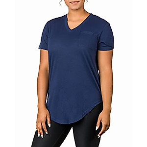 Epic MMA Gear Plus Size Womens V Neck Collar T Shirt | Summer Top With Chest Pocket (3X-Large, Navy)