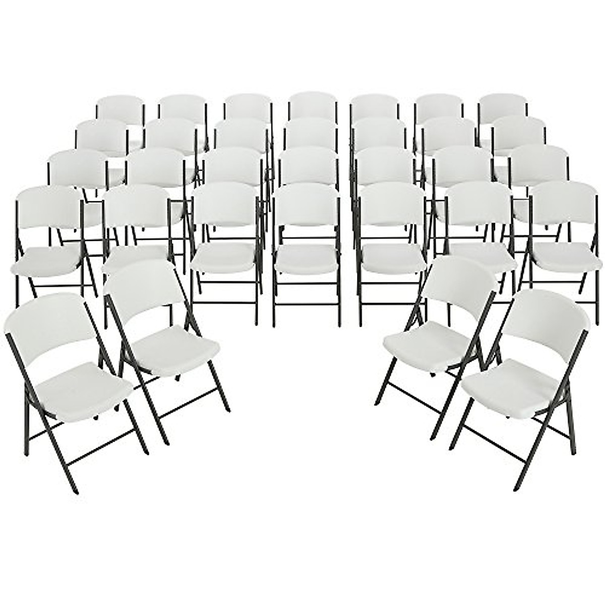Lifetime 4 60-Inch Round Folding Tables with 32 Folding Chairs - White Granite