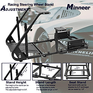 Minneer Adapt TV Stand Racing Simulator Cockpit Fit for G29/G920/G923/T248/T300/TS/TX Racing wheel, Reinforced Gaming Steering Wheel Mount Expandable (Seat, Wheel, Pedal, Handbrake Not Included