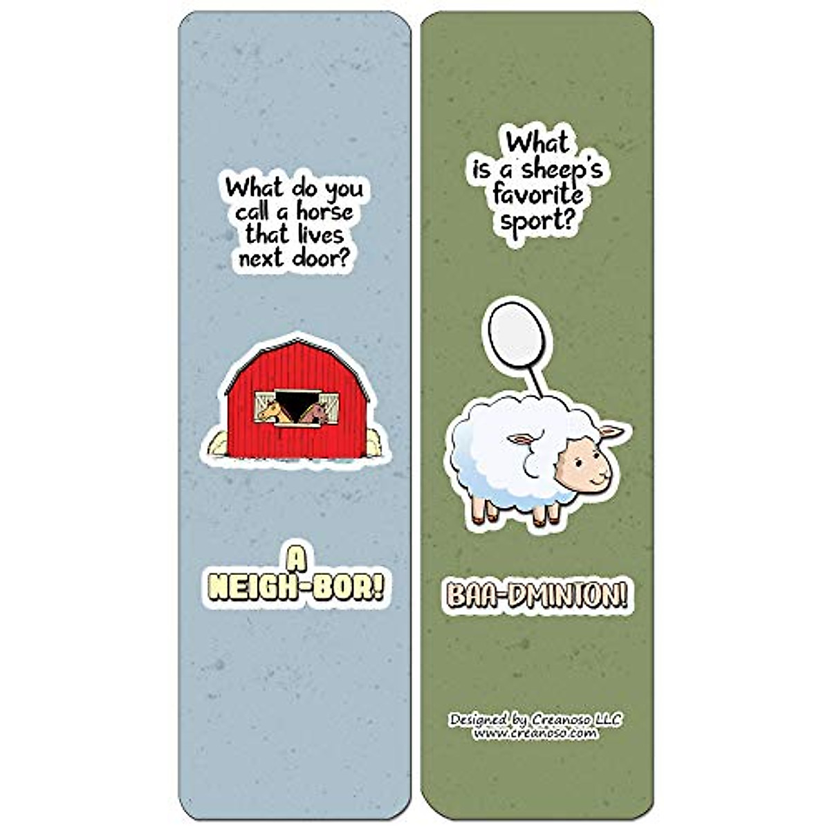 Creanoso Farm Jokes Bookmarks (60-Pack) - Premium Quality Gift Ideas for Children, Teens, & Adults for All Occasions - Stocking Stuffers Party Favor & Giveaways