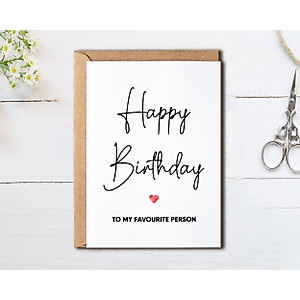 OystersPearl Happy Birthday To My Favourite Person - Birthday Card - Romantic Birthday Card - Valentine Card - Birthday Card - I Love You Card
