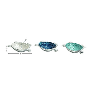 Deco 79 Aluminum Turtle Serving Bowl, Set of 3 8"W, 2"H, Silver