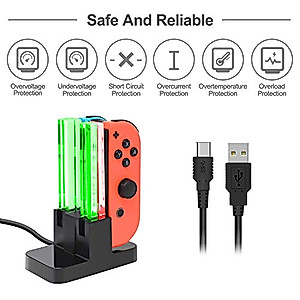 FastSnail Charging Dock Compatible with Nintendo Switch for Joy Con & OLED Model Controller with Lamppost LED Indication, Charger Stand Station with Charging Cable