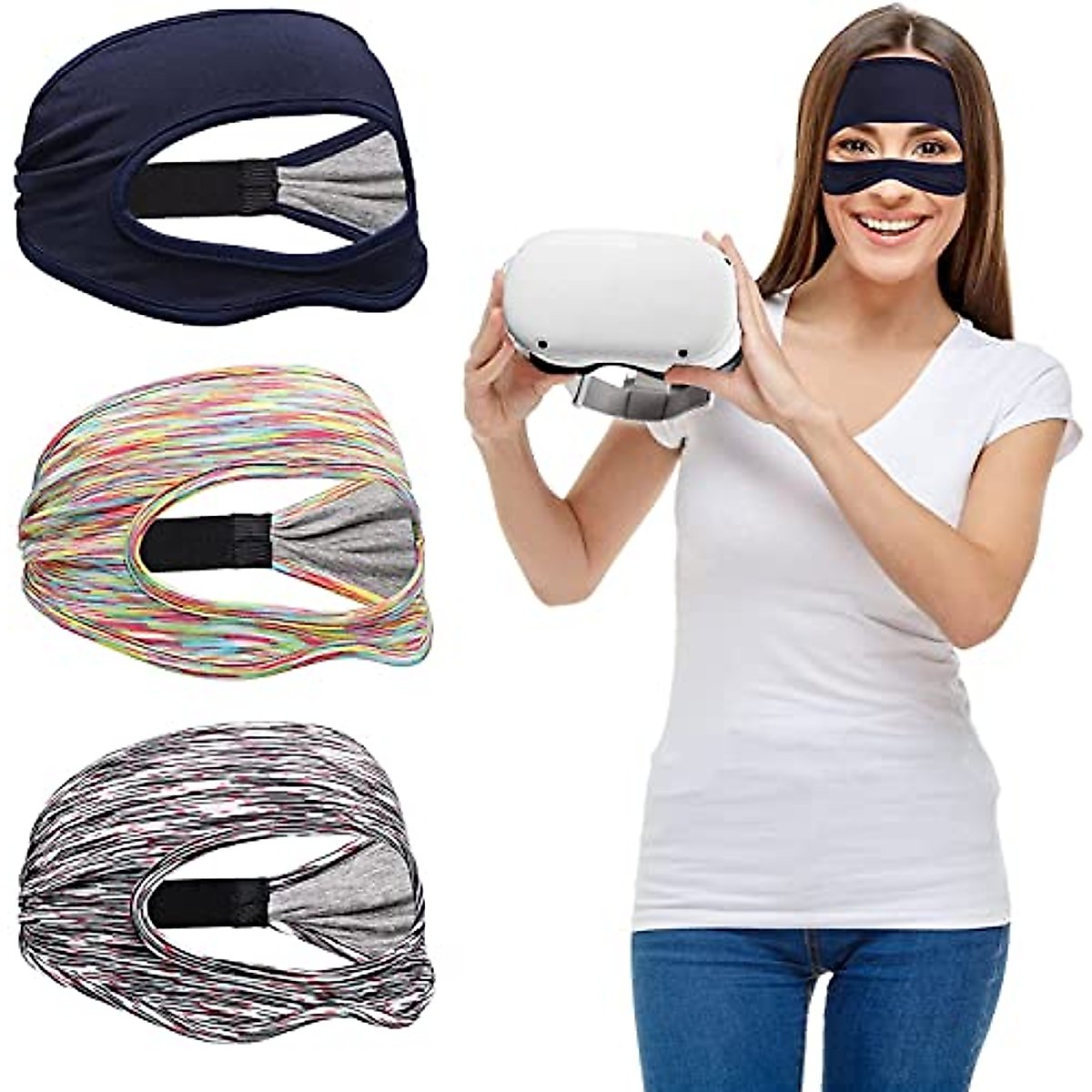 Crossmeta VR Masks Sweat Band Oculus Go Quest 2 Facemask Use for Workouts Supernatual (3pcs)