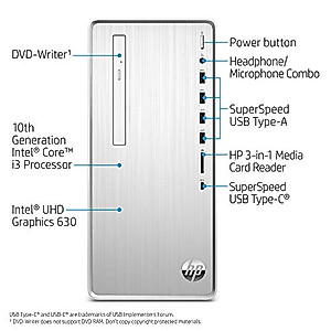 HP Pavilion Desktop, 10th Gen Intel Core i3-10100 Processor, 8 GB RAM, 512 GB SSD, Windows 11 (TP01-1030, Silver)