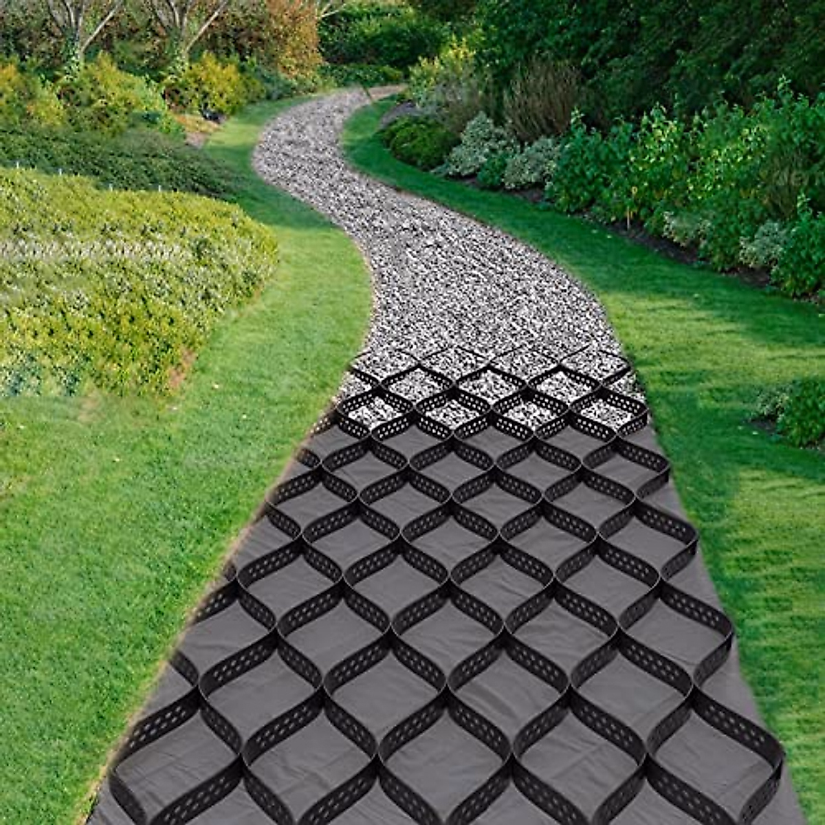 2" Thick Gravel Ground Grid 16.5ft x 33ft - Geo Grid Driveway Stabilization Grids, Gravel Retainer Grid 1885 LBS Per Sq ft, Geocell Geogrid for Walkway Driving RV Parking Slopes and Garden