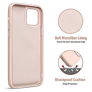 Hython Case for iPhone 12 Pro Max Case with Ring Stand [360° Rotatable Ring Holder Magnetic Kickstand] [Soft Microfiber Lining] Slim Shockproof Rubber Protective Phone Case Cover for Women, Pink Sand