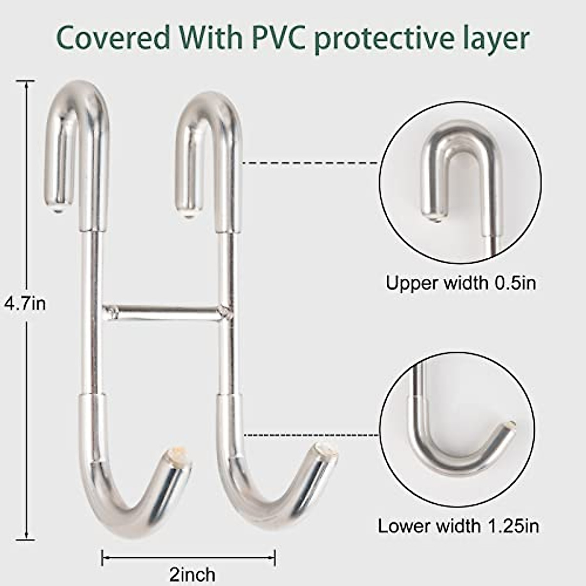 Mros 2 Pack Over Shower Glass Door Hooks,304 Stainless Steel Rack Hooks,Towel Hooks for Bathroom Frameless Glass Shower Door,Kitchen and Wardrobe Hanger,Shower Squeegee Hooks (Silver)